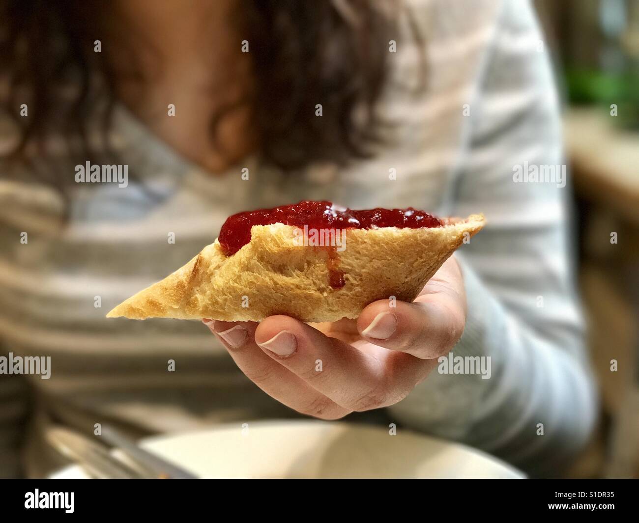 Jam with bread Stock Photo - Alamy