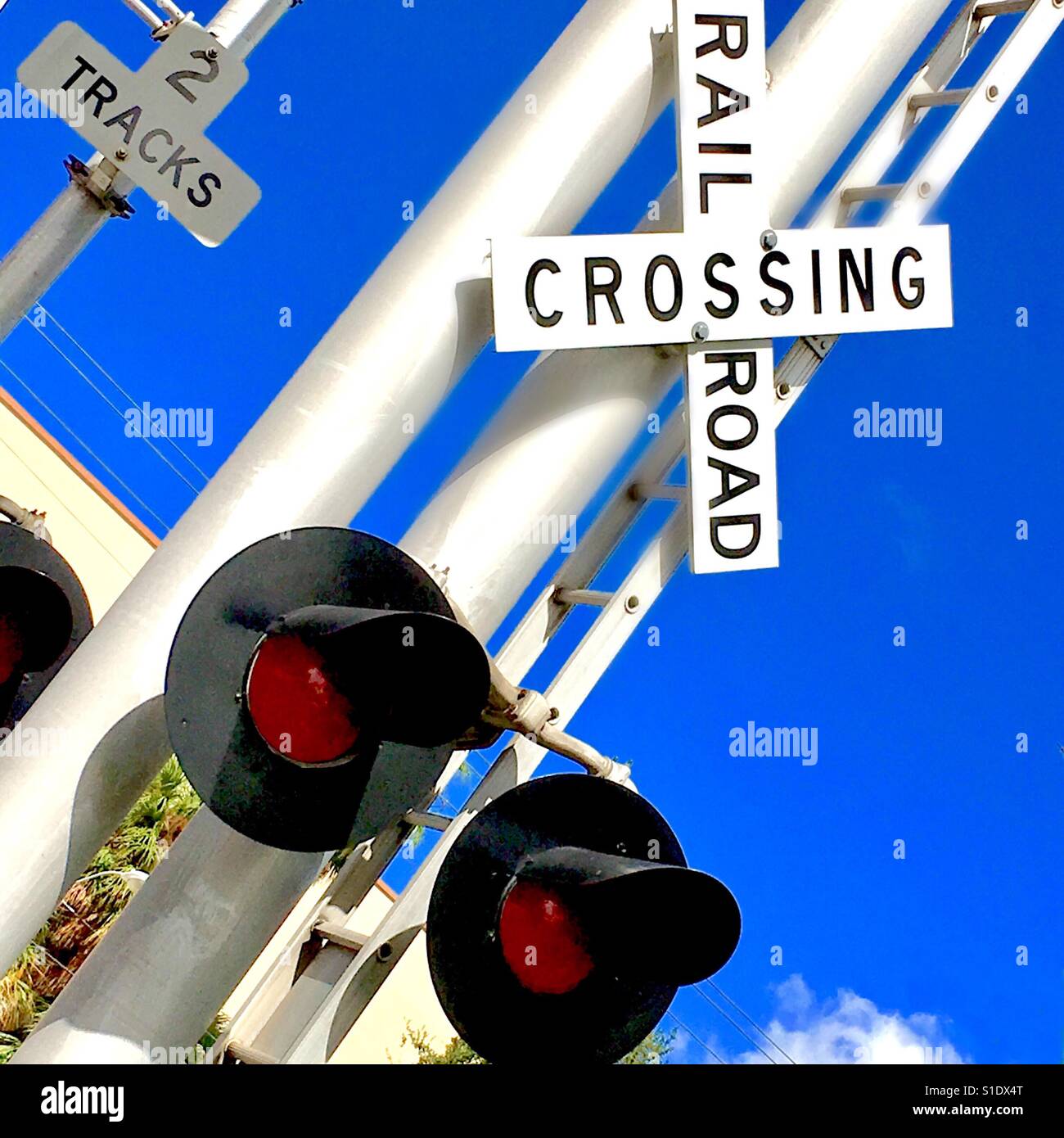 Railroad crossing train rails hi-res stock photography and images - Alamy
