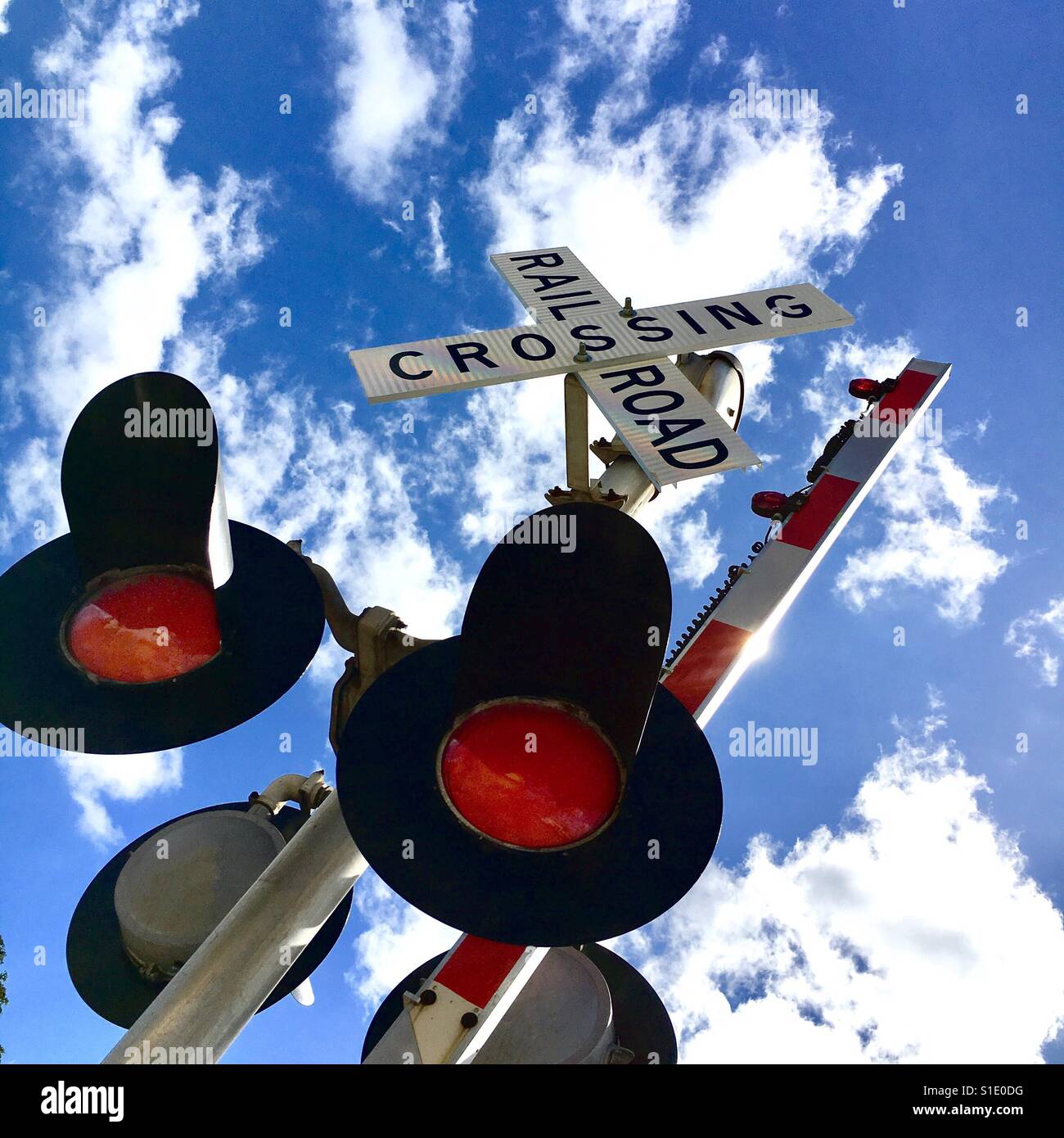 Railroad crossing train rails hi-res stock photography and images - Alamy