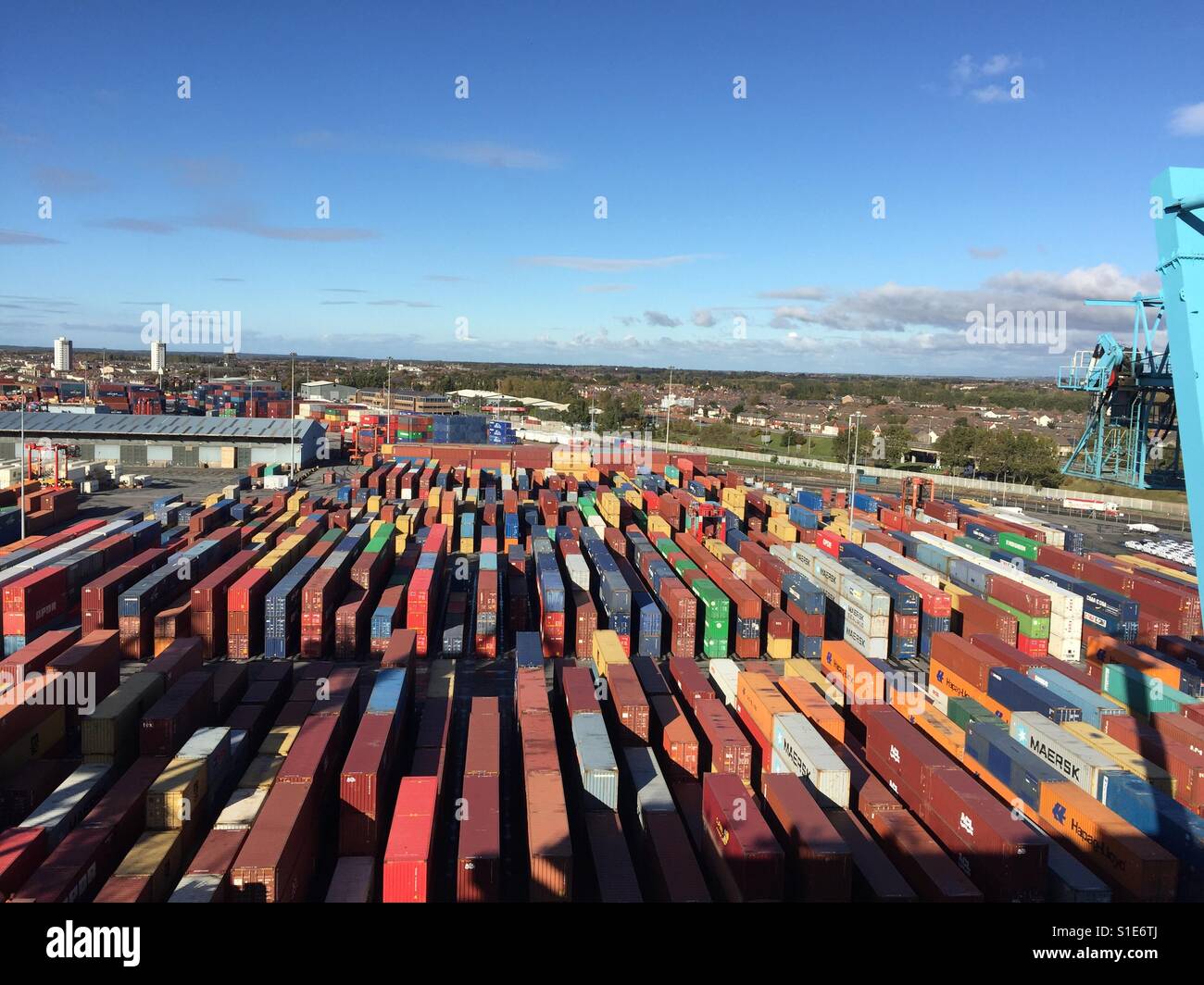 Containers waiting to be loaded Stock Photo - Alamy