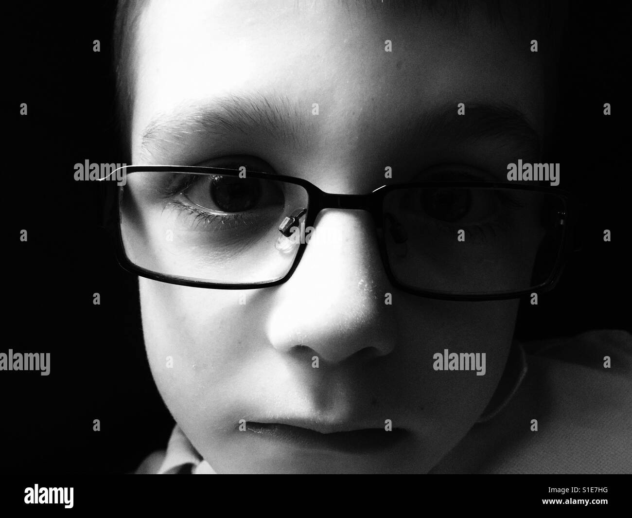 Boys with glasses Black and White Stock Photos & Images - Alamy