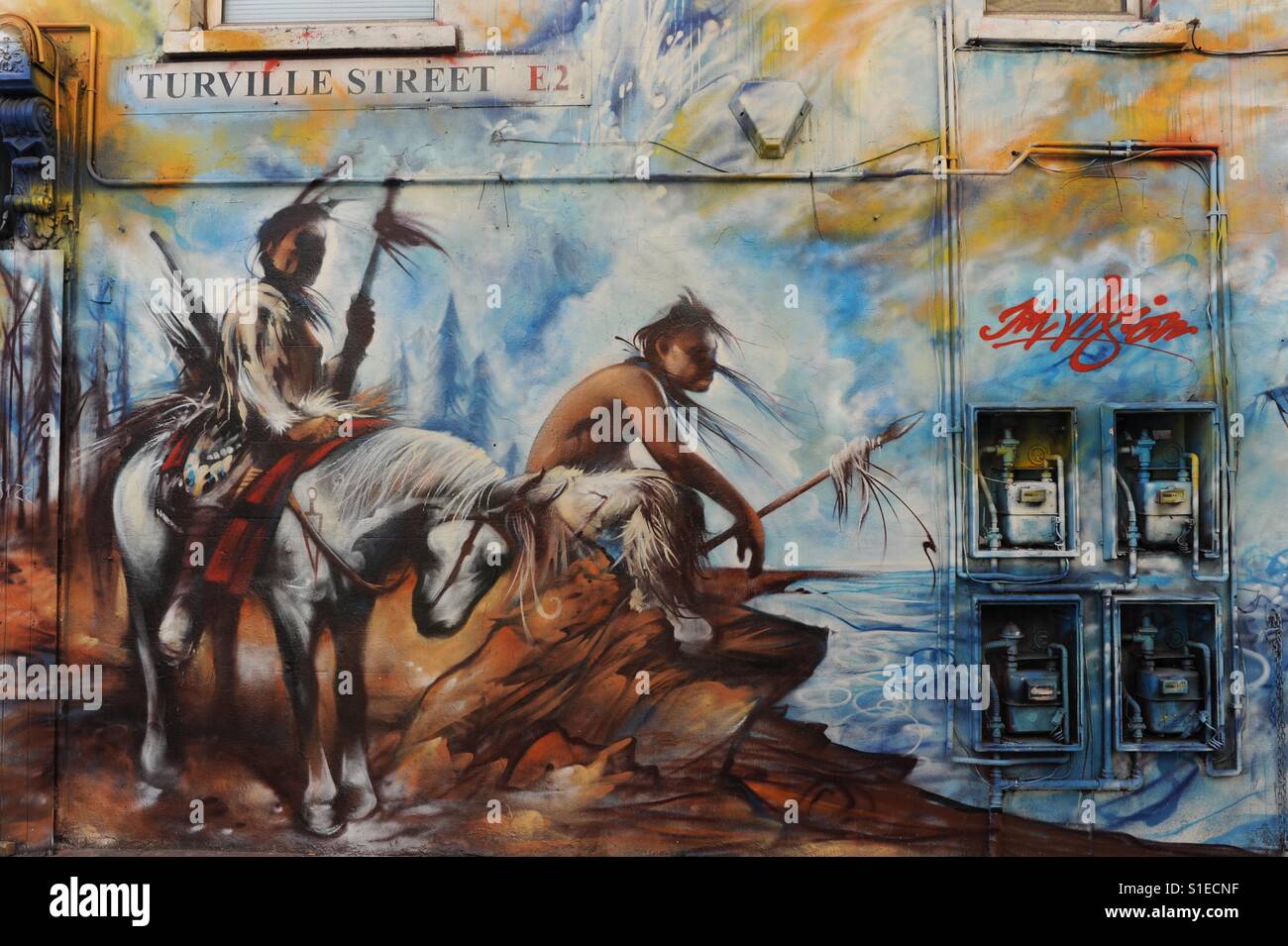 Street art on Turville Street, London Stock Photo - Alamy