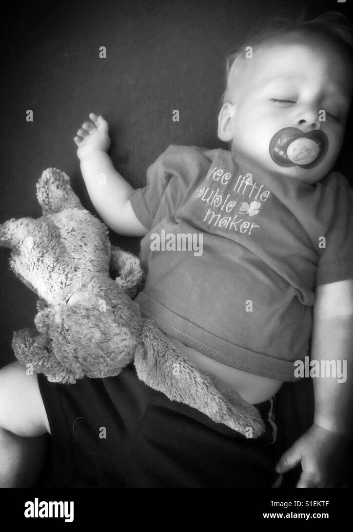 Sleepy boy Black and White Stock Photos & Images - Alamy