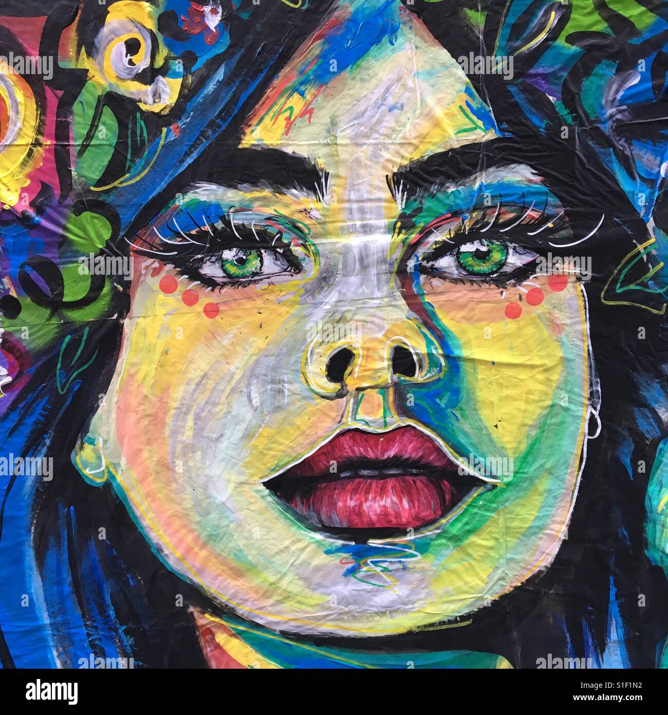 Street art of woman's face Stock Photo - Alamy