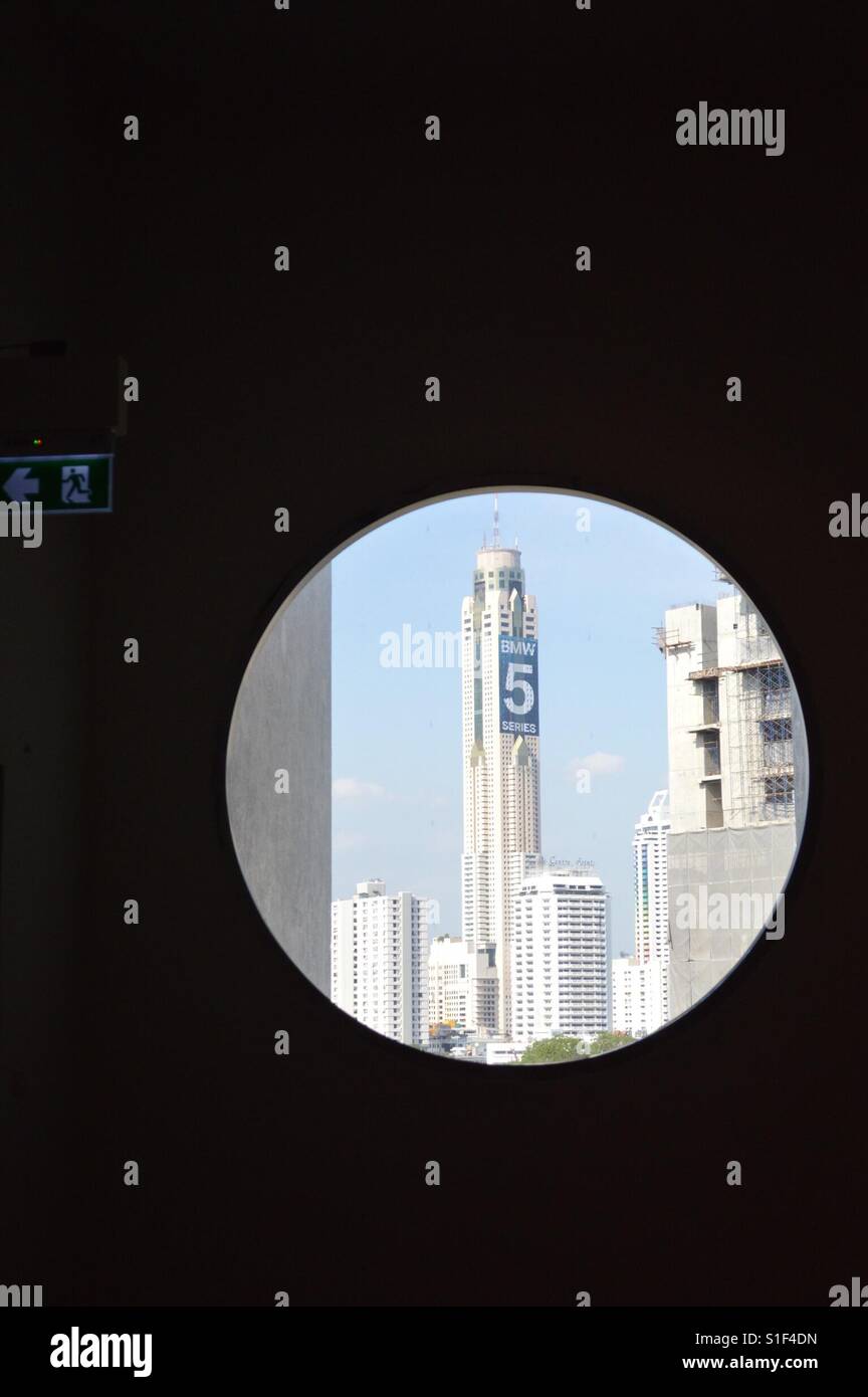 Building through a window Stock Photo - Alamy