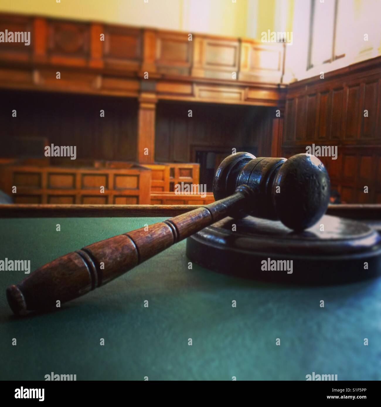 Judges Gavel in a traditional courtroom Stock Photo - Alamy
