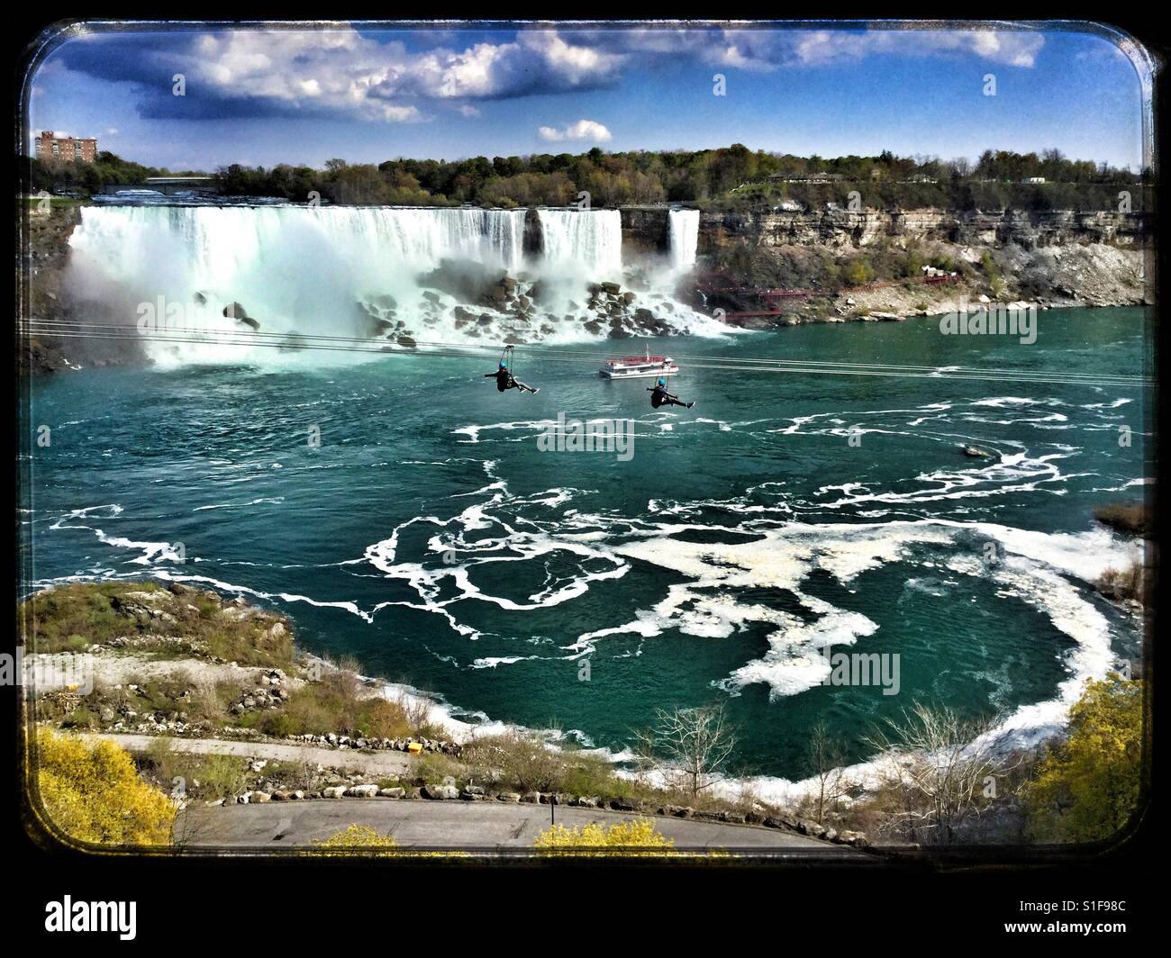 Zip lining adventure in Niagara Falls Stock Photo - Alamy