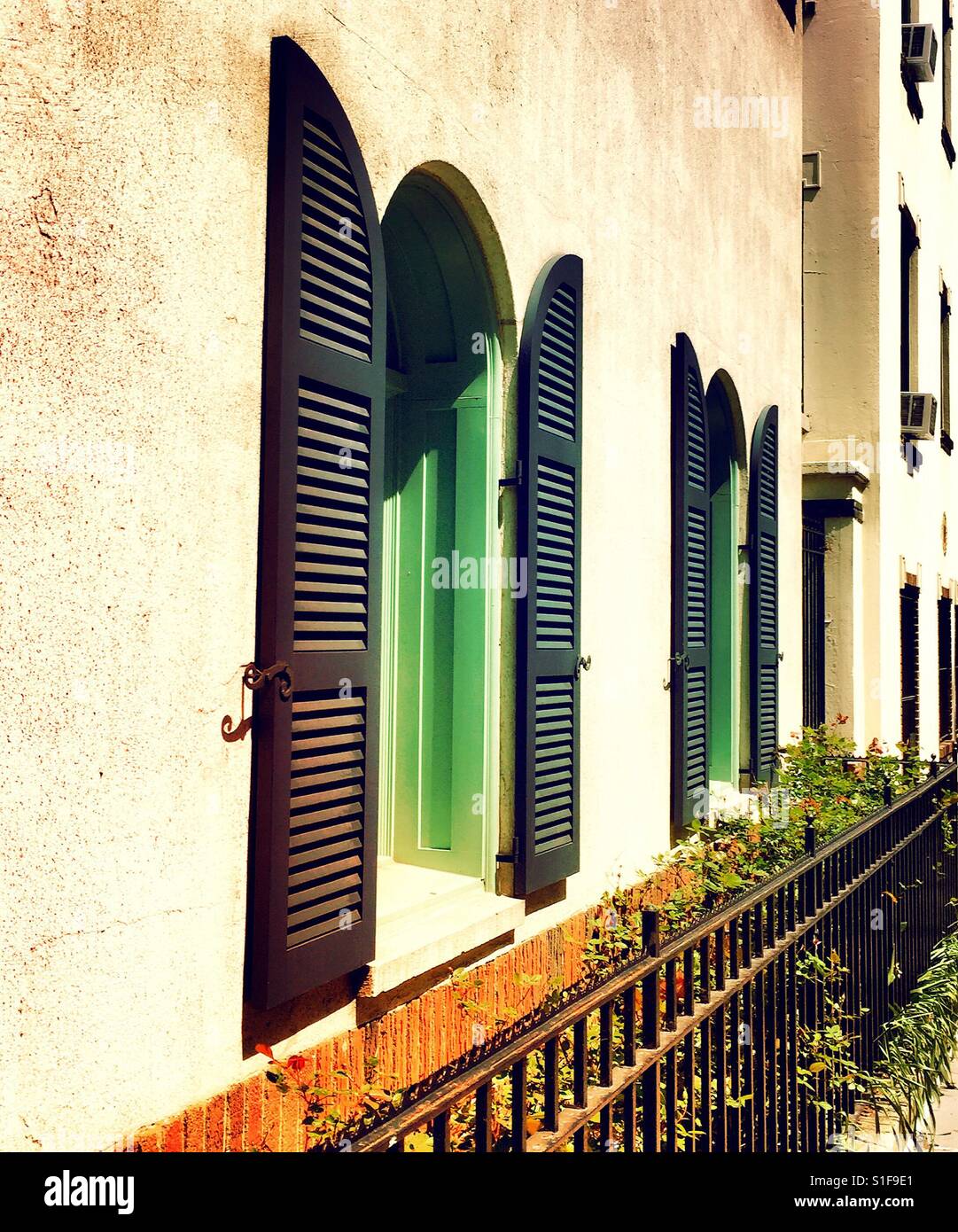 Shutters and stucco walls, NYU, NYC, USA Stock Photo - Alamy