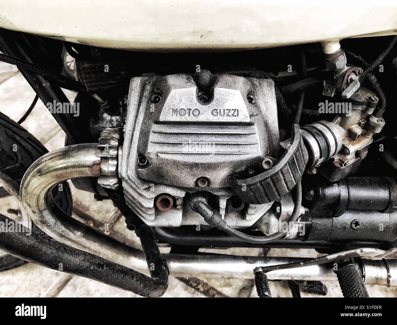 Moto Guzzi V65 engine close-up Stock Photo - Alamy