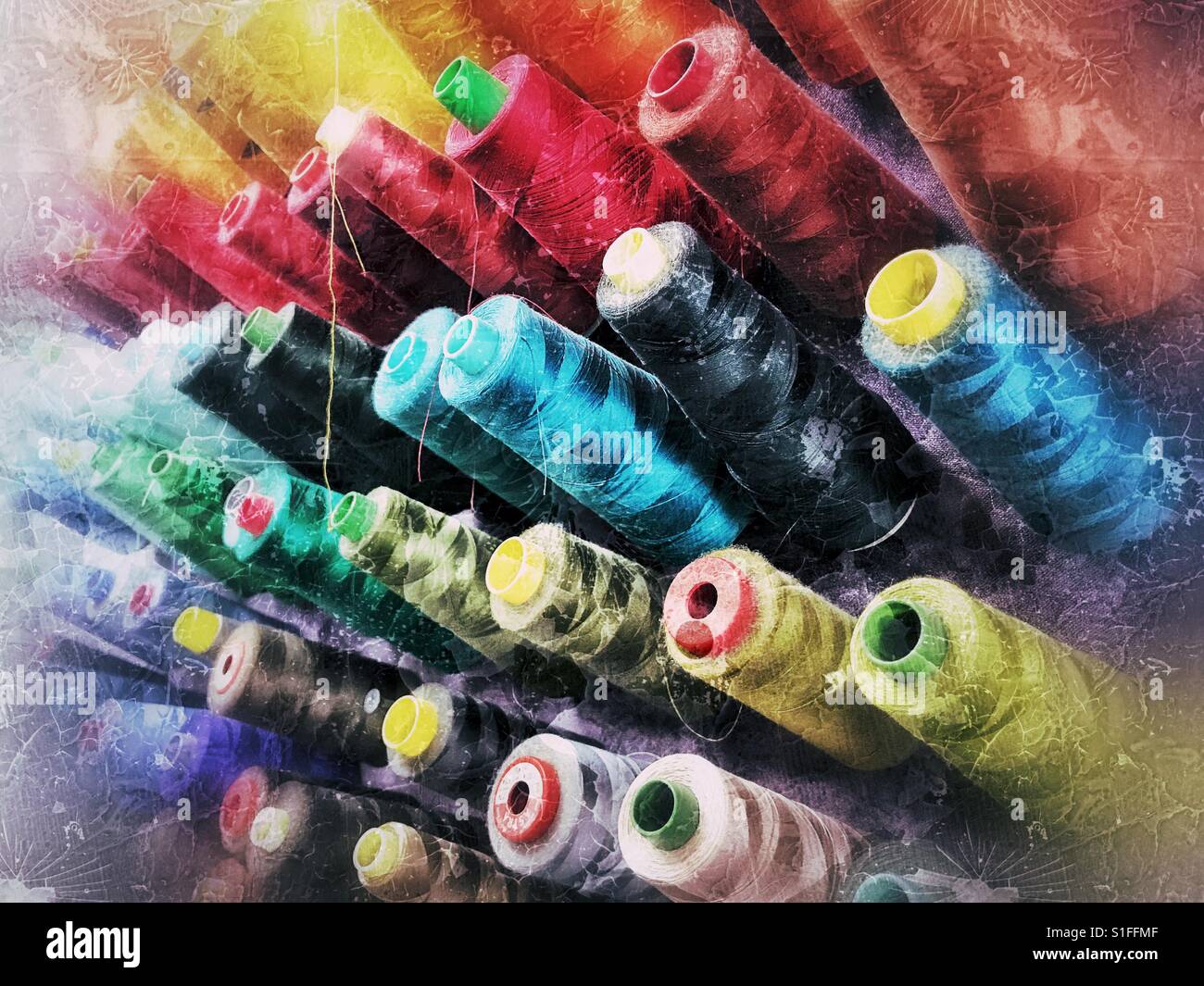 Blue and yellow threads hi-res stock photography and images - Alamy