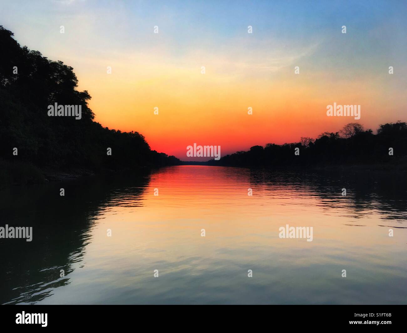 Sunset on the Daly River in the Northern Territory of Australia Stock ...