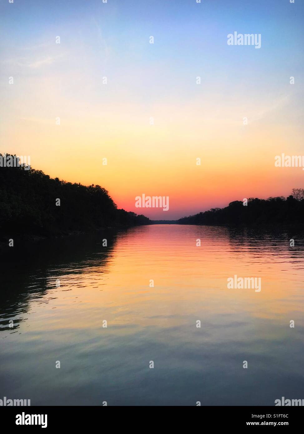 Sunset on the Daly River in the Northern Territory of Australia Stock ...