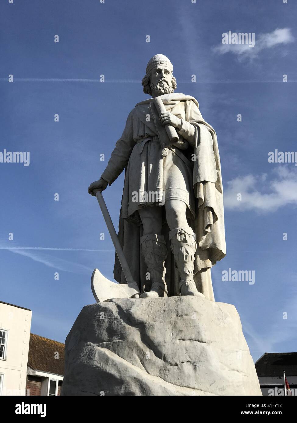 A statue of King Alfred in the market place in Wantage, Oxfordshire, UK ...