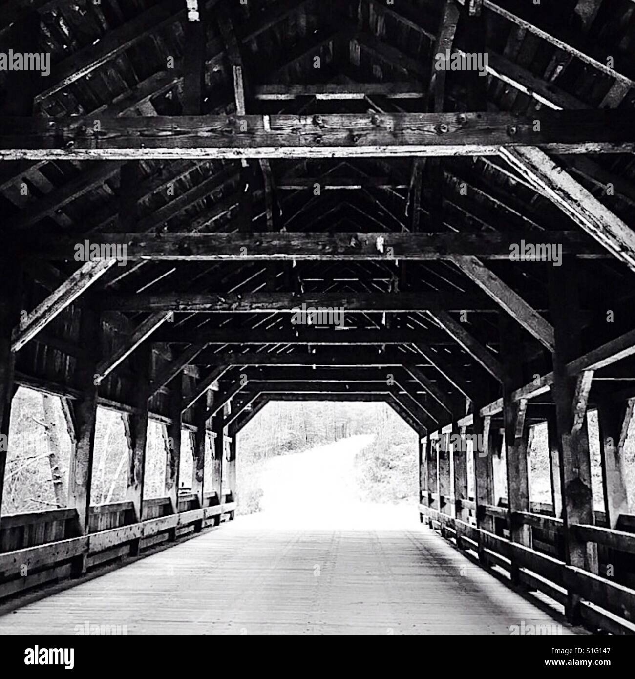 Architectural view of the inside of a covered bridge Stock Photo - Alamy