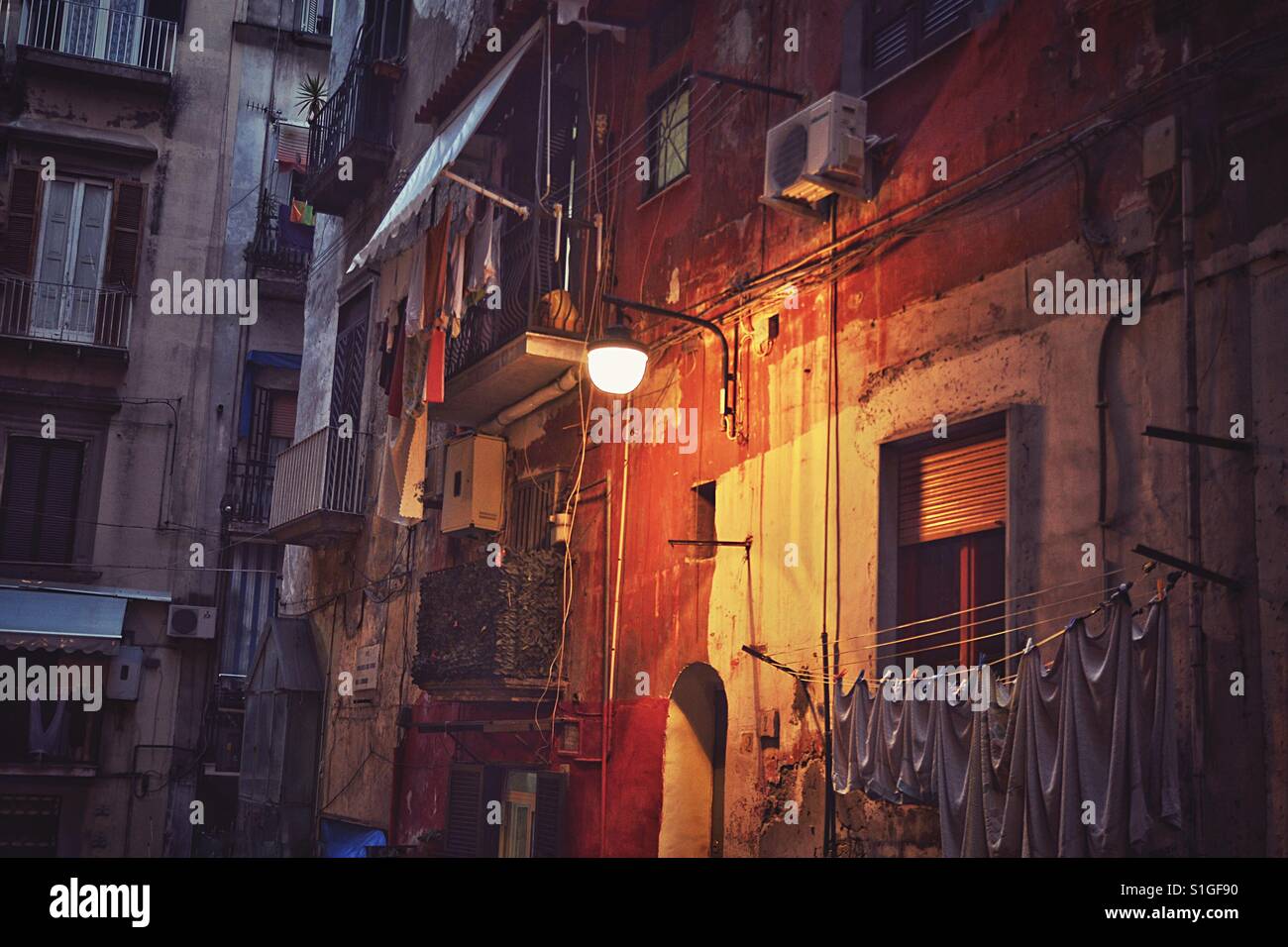 Street lights of Naples Italy Stock Photo - Alamy