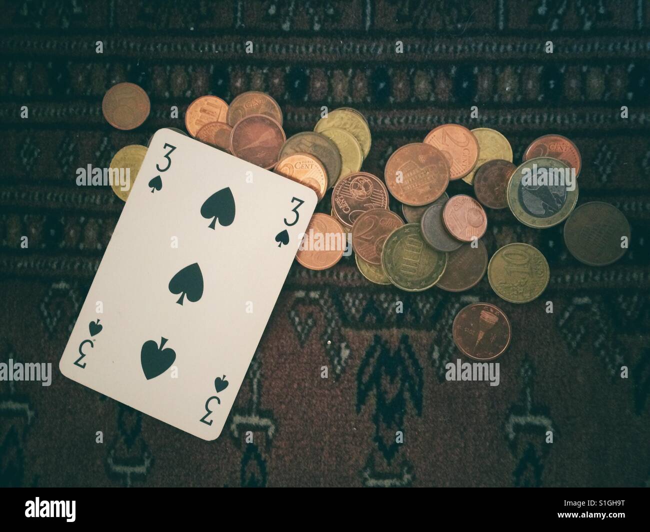 Card and coins Stock Photo - Alamy