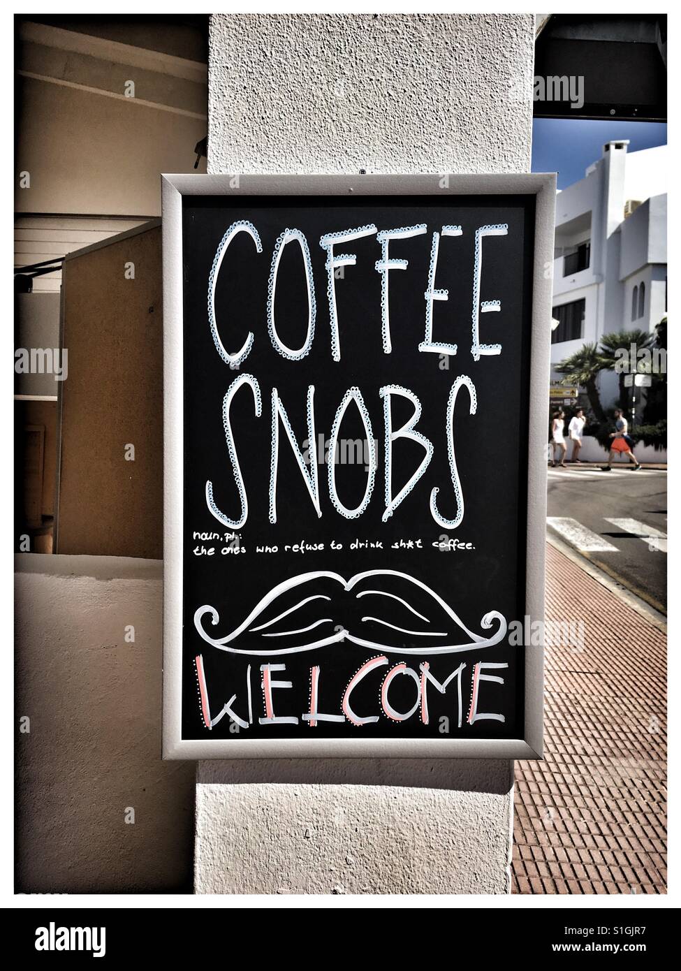 Funny coffee shop sign hi-res stock photography and images - Alamy