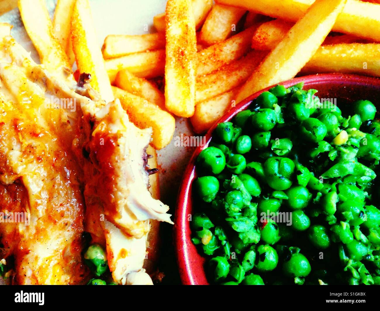 Chicken chips peas hi-res stock photography and images - Alamy