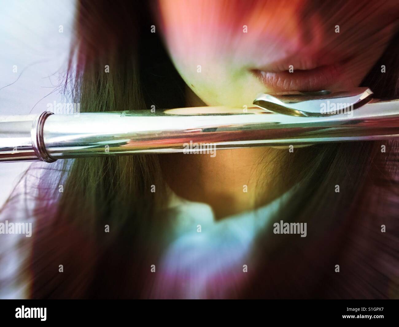 Playing a flute Stock Photo - Alamy