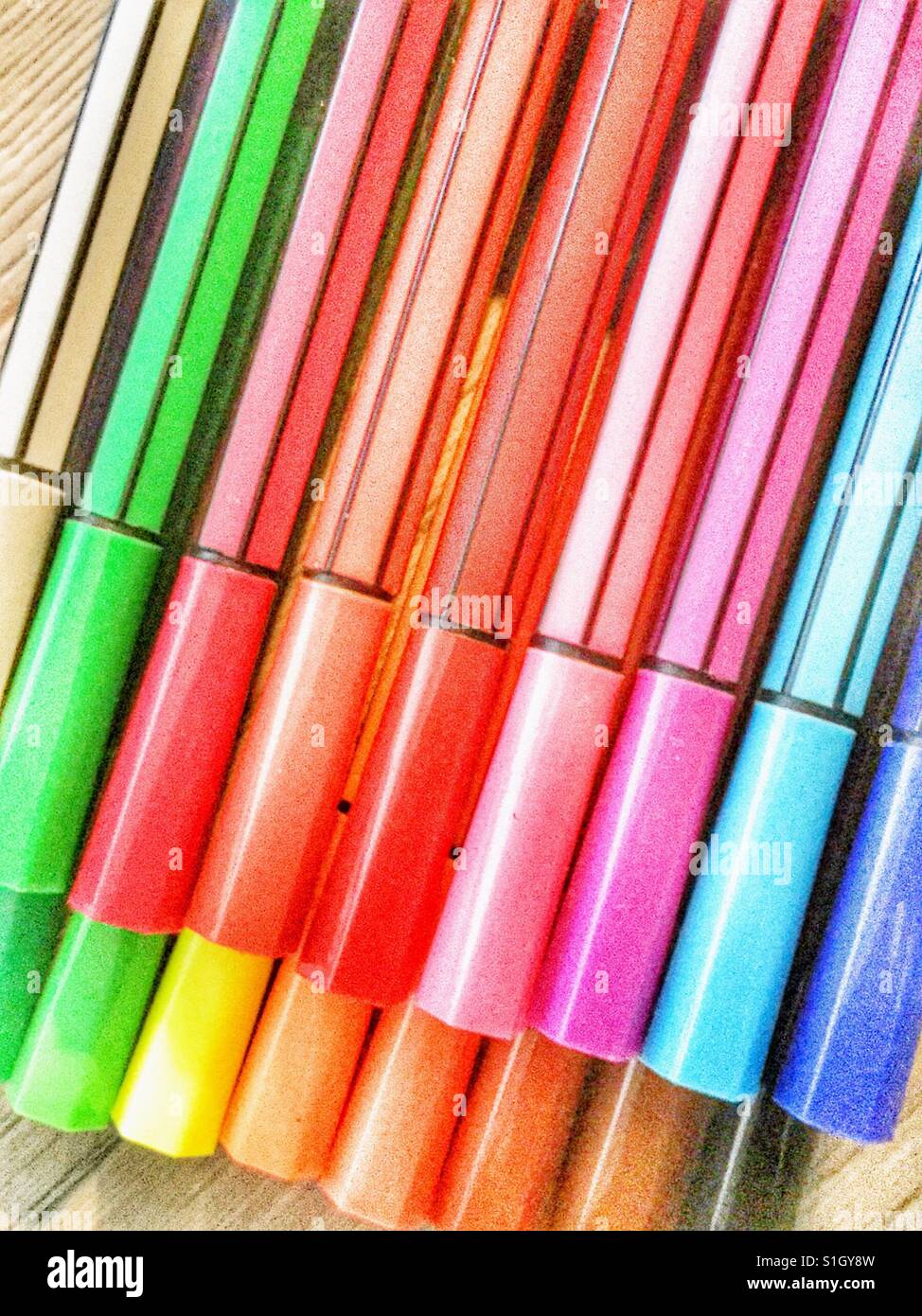 Brightly coloured markers Stock Photo - Alamy