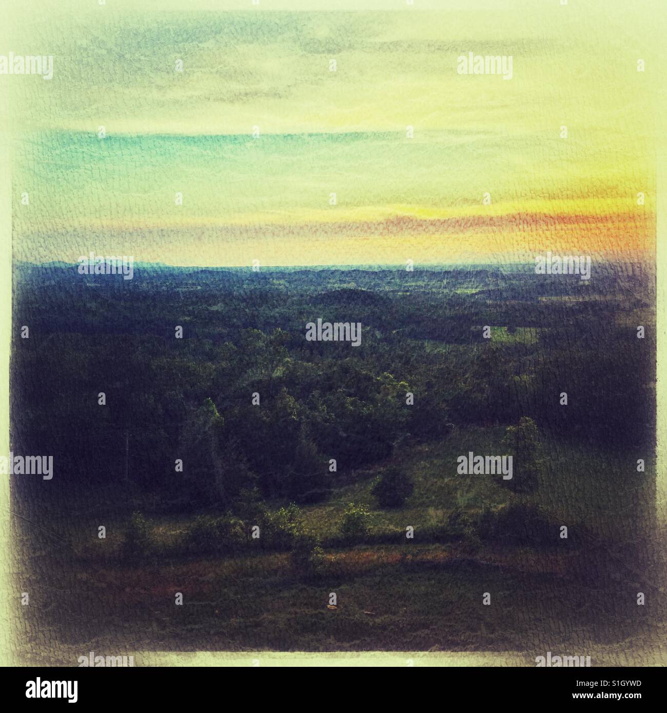 Sunset using grunge film Stock Photo - Alamy