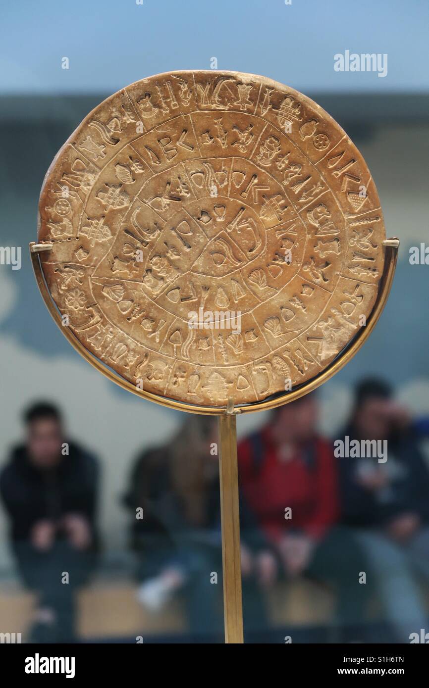 Phaistos disc, Heraklion museum, Heraklion, Crete, Greece Stock Photo ...