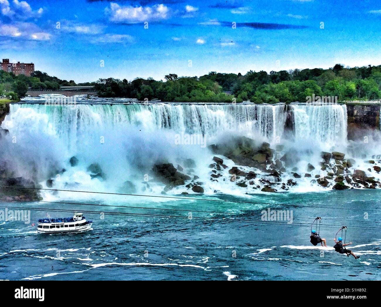 Zip lining in Niagara Falls Stock Photo - Alamy