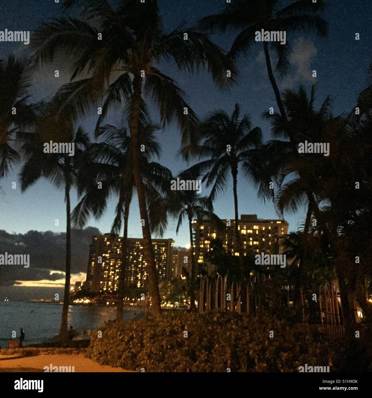Waikiki Beach, Honolulu, Oahu, Hawaii...early evening Stock Photo - Alamy
