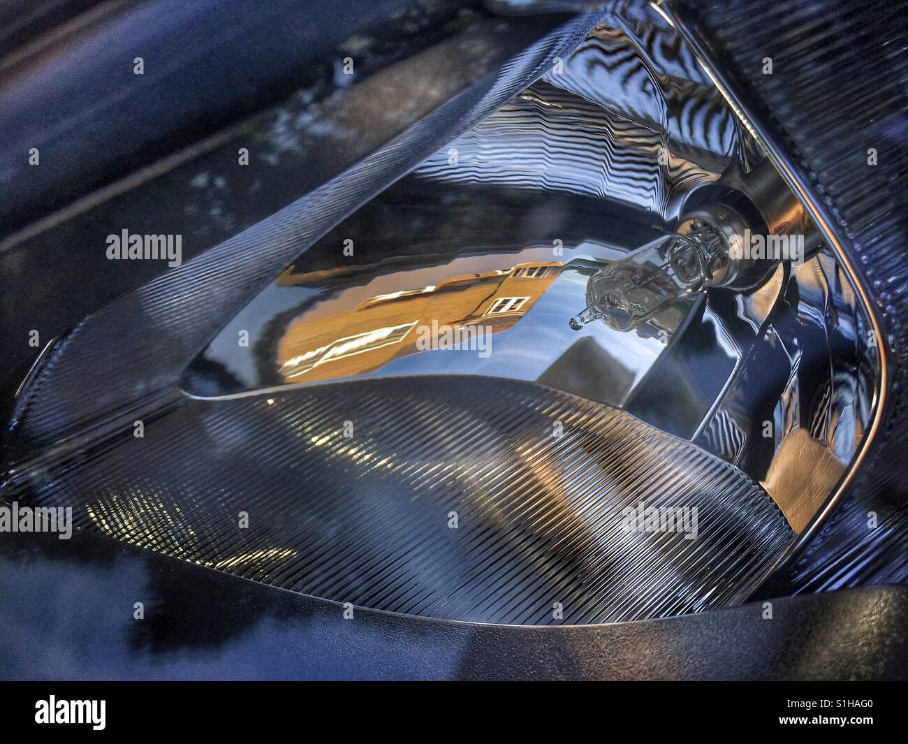 Abstract. Urban daytime reflection in car headlight Stock Photo - Alamy