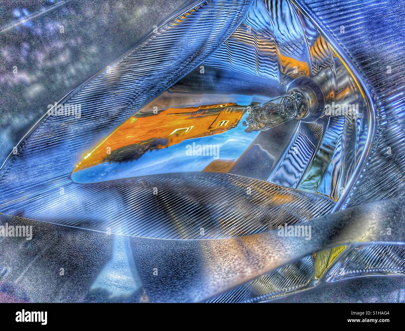 Abstract. Urban daytime reflection in car headlight Stock Photo - Alamy