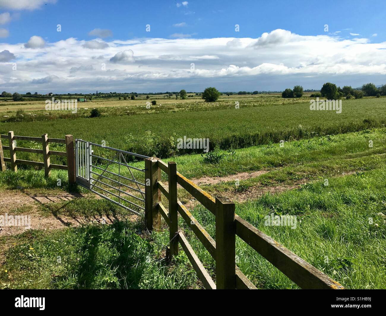 English countryside, fields and a fence Stock Photo - Alamy
