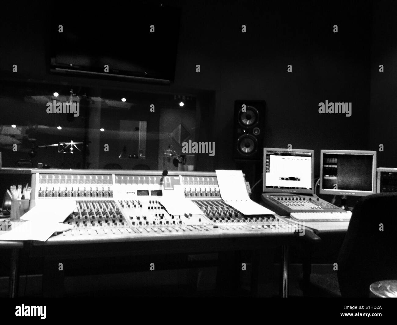 Music production Black and White Stock Photos & Images - Alamy