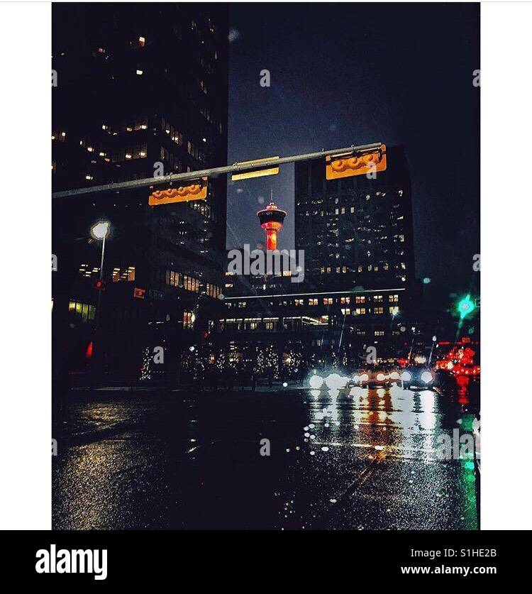 Calgary in the rain Stock Photo - Alamy