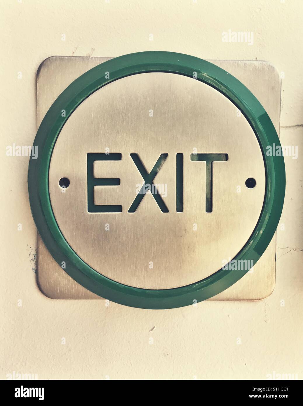 Exit button sign Stock Photo - Alamy