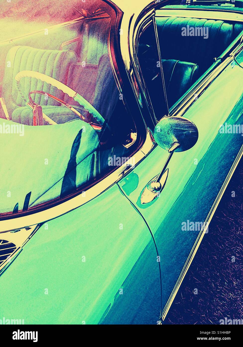 Blue Classic Car Stock Photo Alamy
