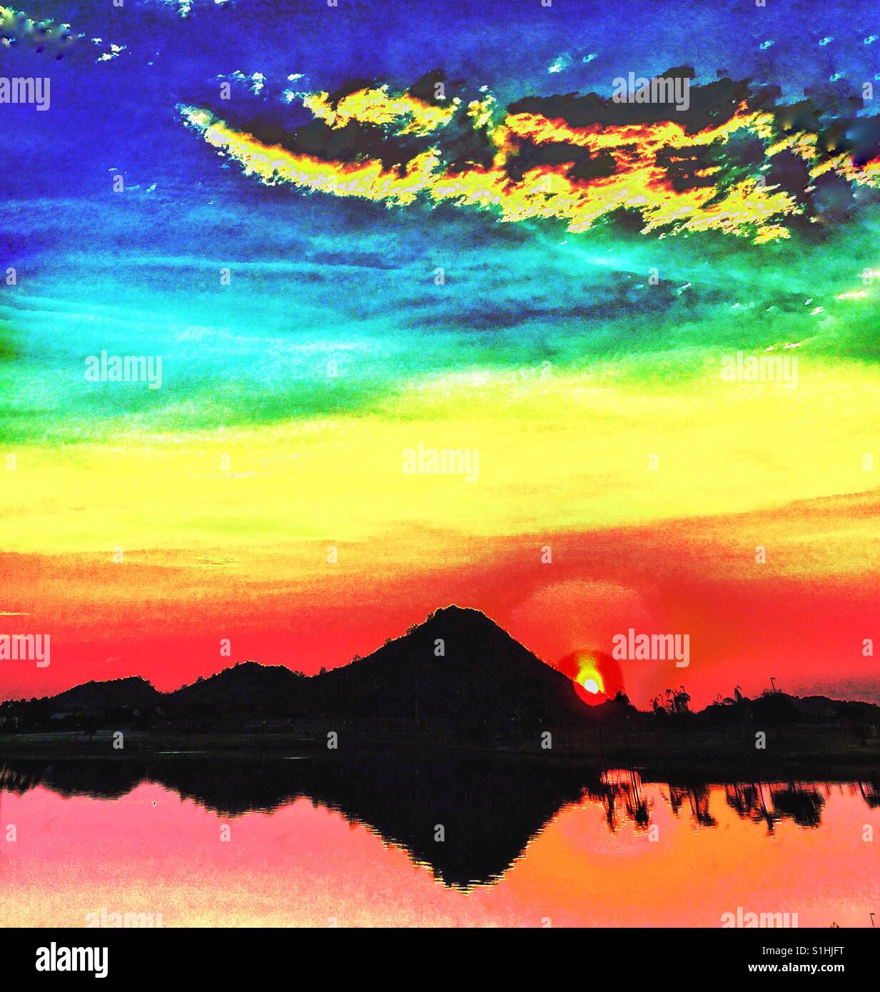 Multiple color sunset Stock Photo - Alamy