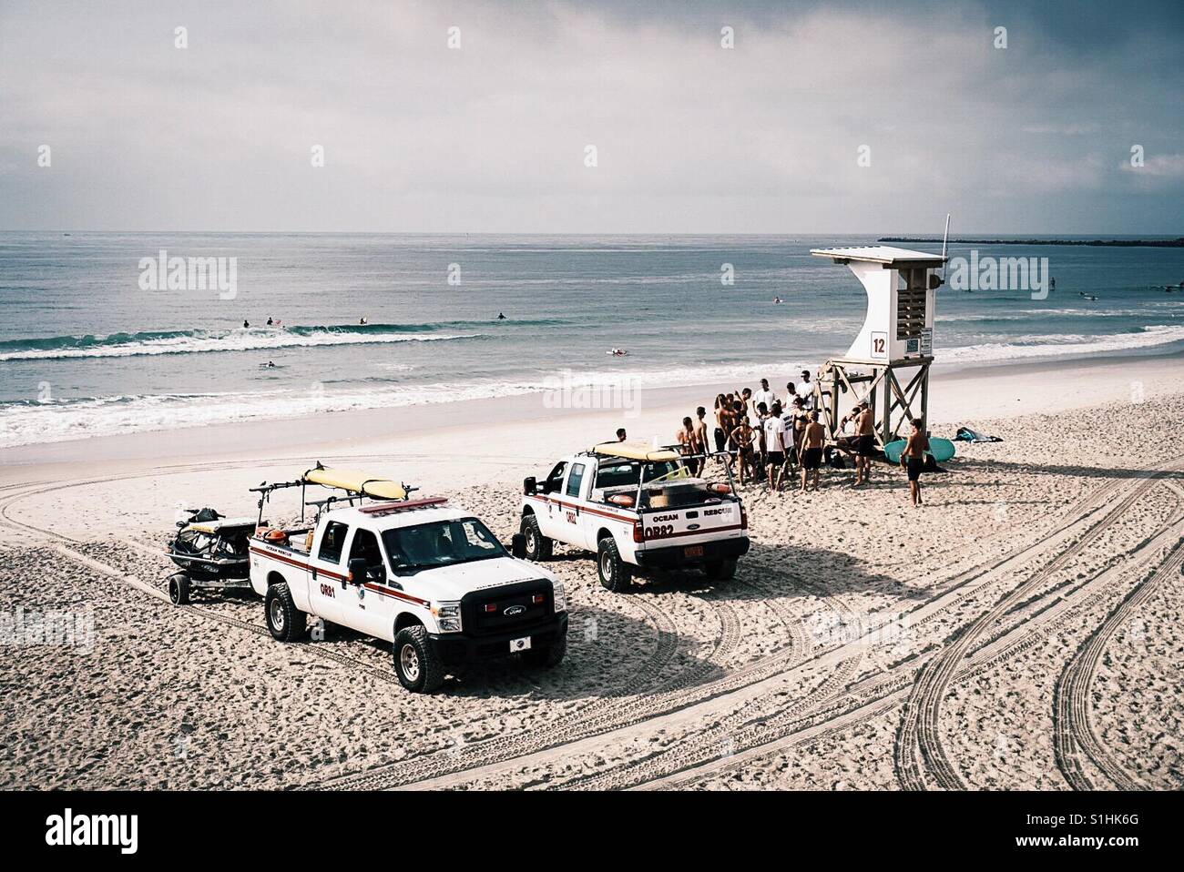 Lifeguards at the beach Stock Photo - Alamy