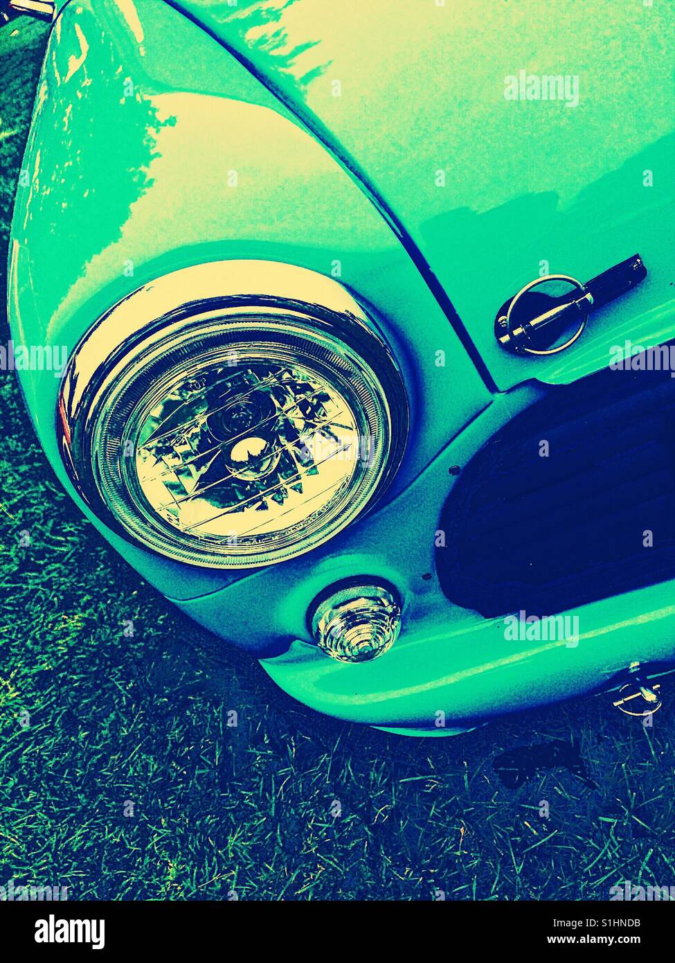 Classic car with round headlight Stock Photo - Alamy