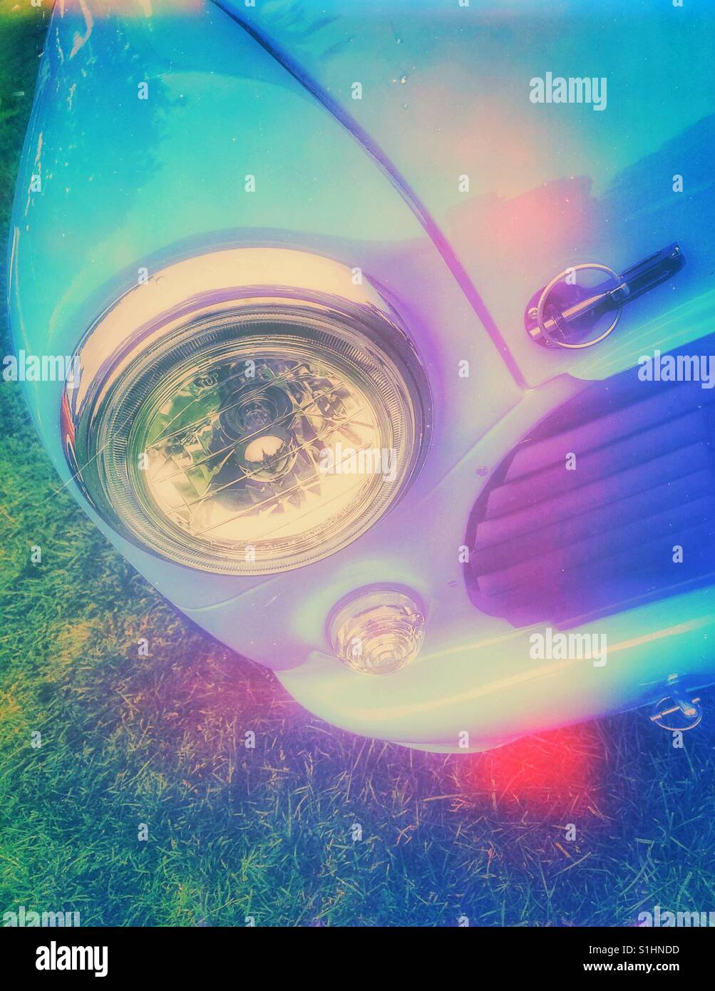 Classic car with round headlight Stock Photo - Alamy