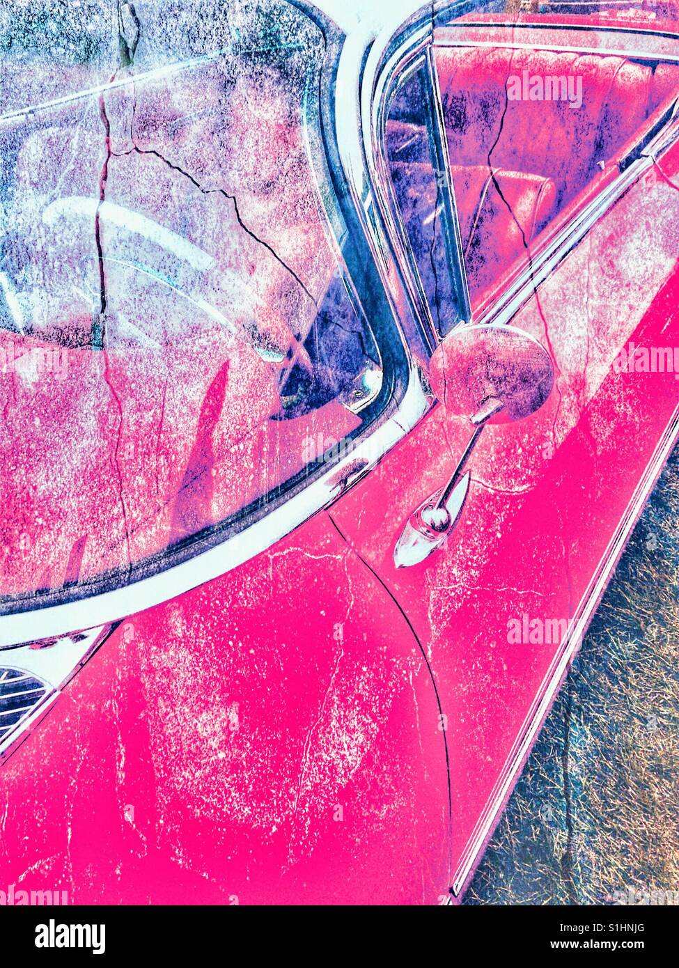 Classic car with crack effect Stock Photo - Alamy