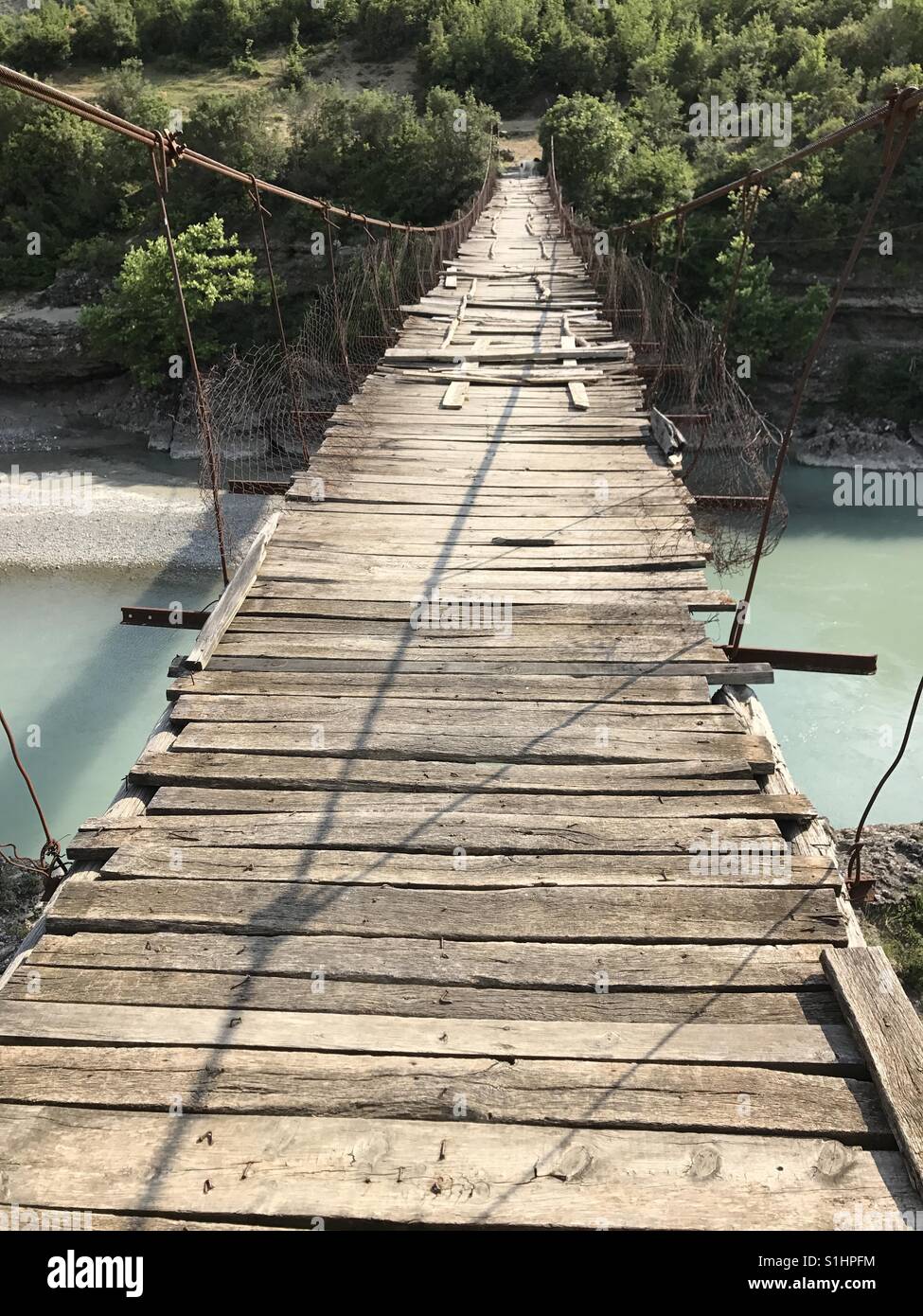 Wooden bridge, Albania Stock Photo - Alamy