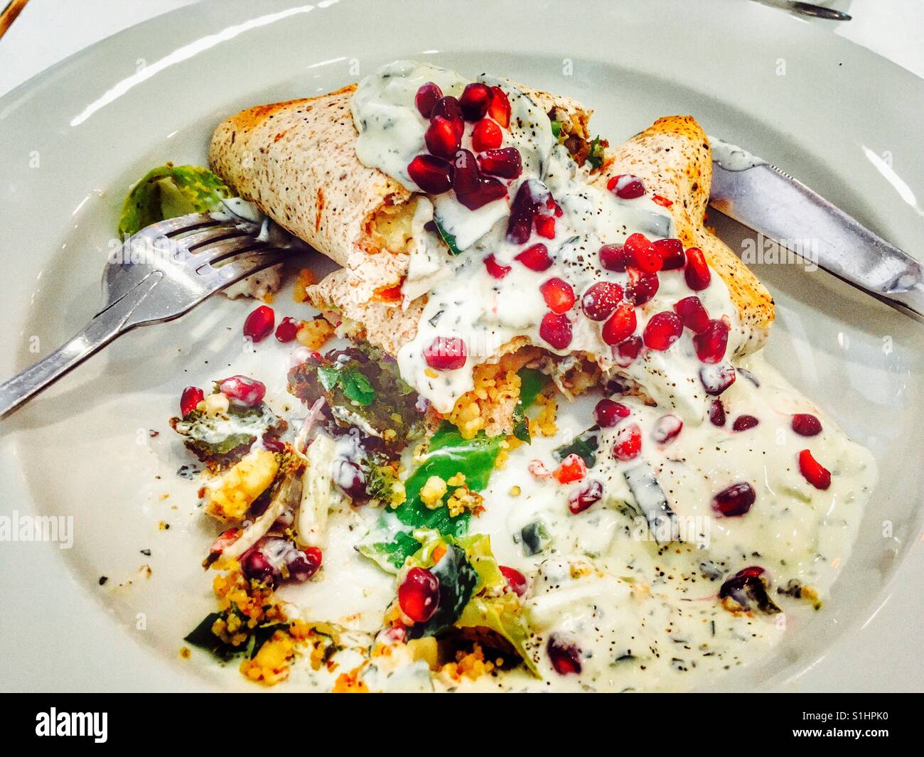 Waitrose cafe spinach falafel wrap Stock Photo - Alamy