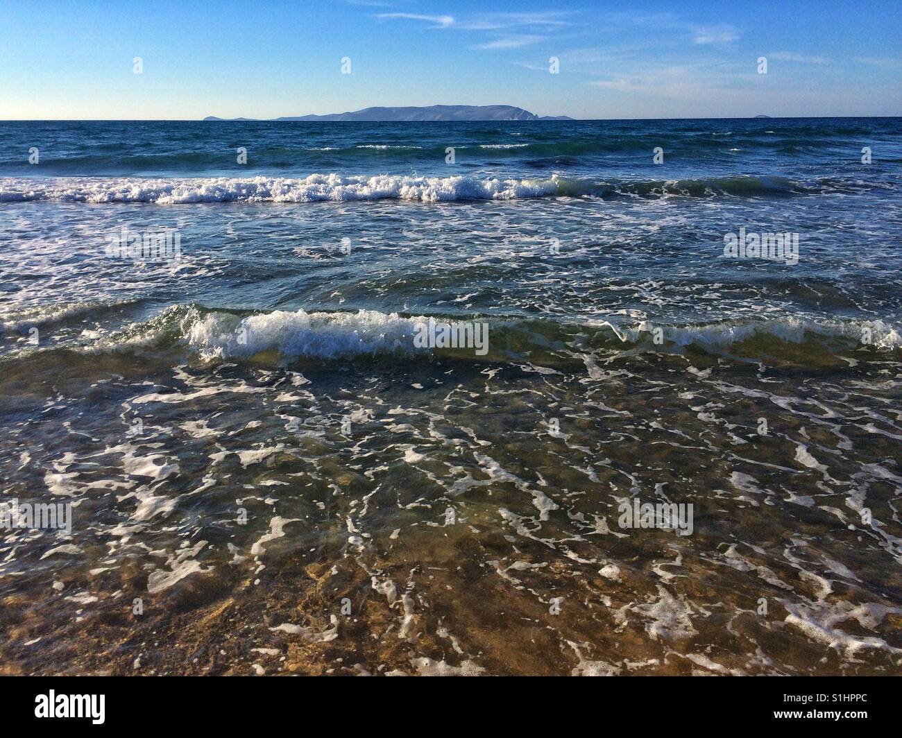Gouves beach towards Dia island, Crete, Greece Stock Photo - Alamy