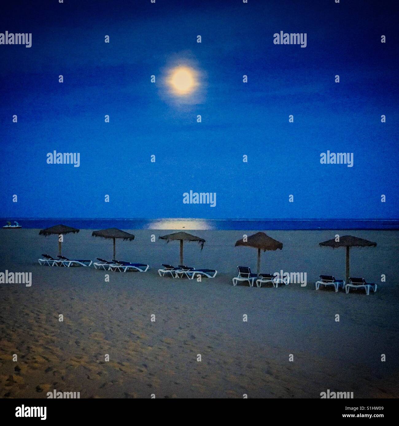 Moon light on the beach Stock Photo - Alamy