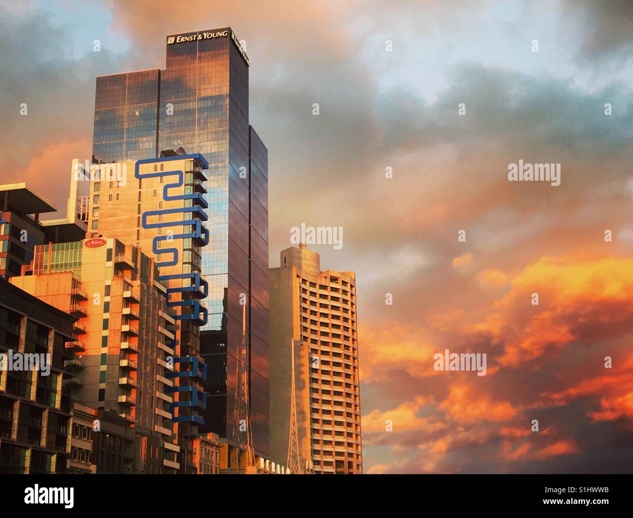 Melbourne city buildings at sunset Australia Stock Photo - Alamy