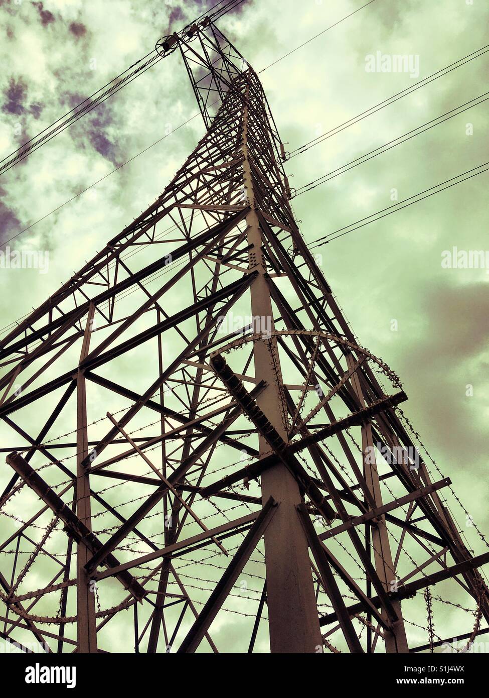 Look up the pylon Stock Photo - Alamy