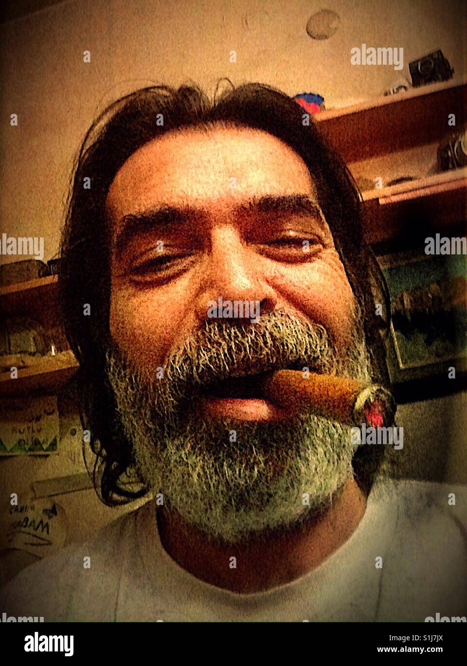 Mustache with cigar hi-res stock photography and images - Alamy