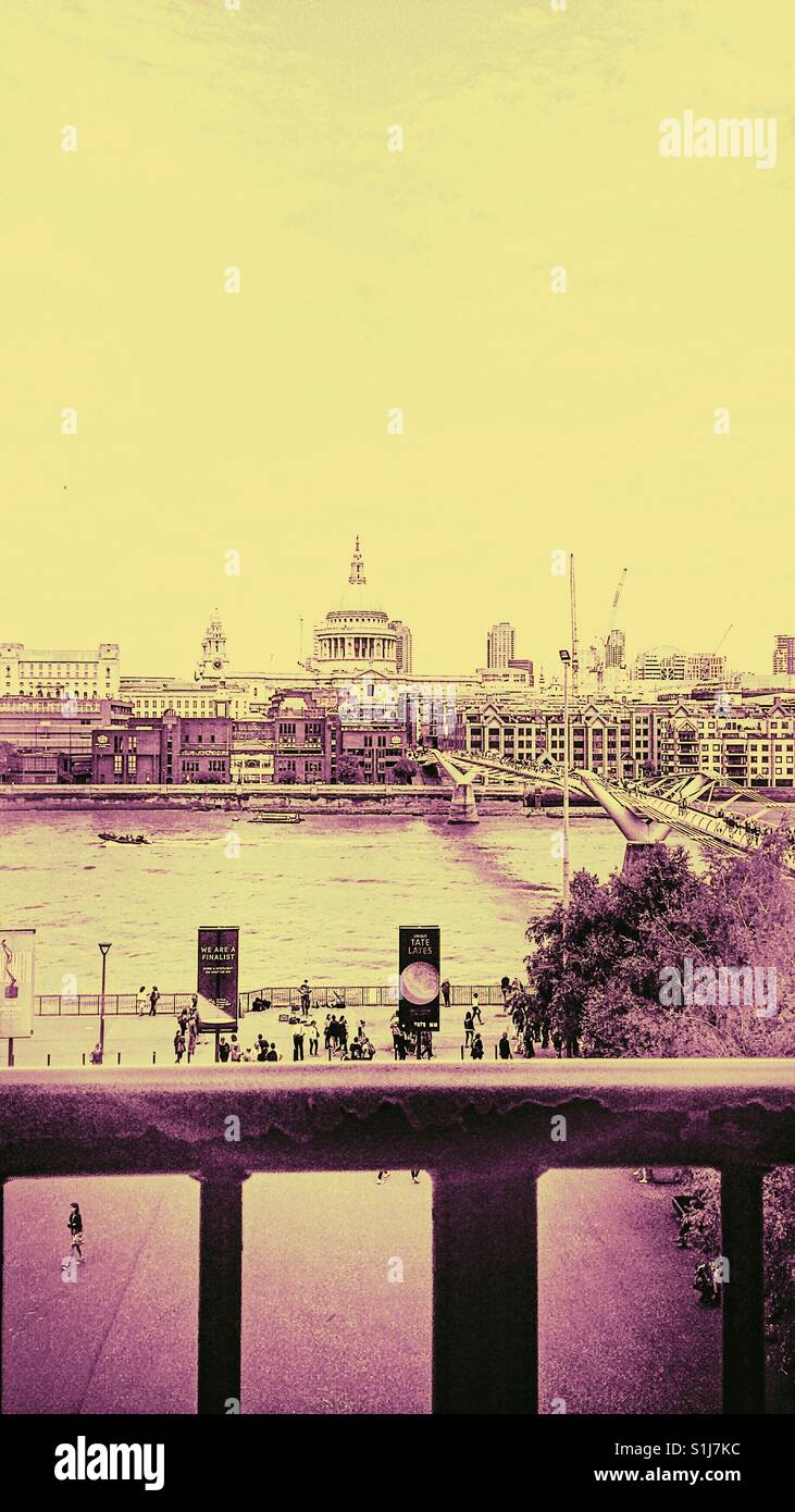 St. Paul's Cathedral from Tate Modern balcony, London, England Stock ...