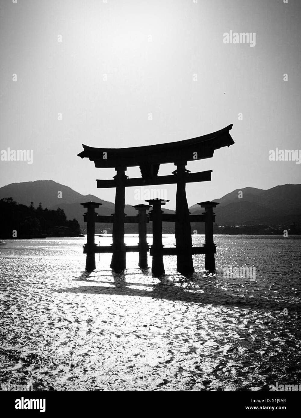 Torii gate hiroshima Black and White Stock Photos & Images - Alamy