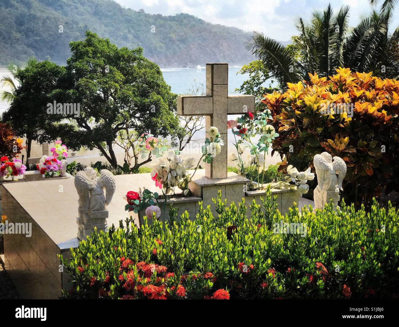 An above-ground tomb overlooks the Pacific Ocean in Costa Rica Stock ...